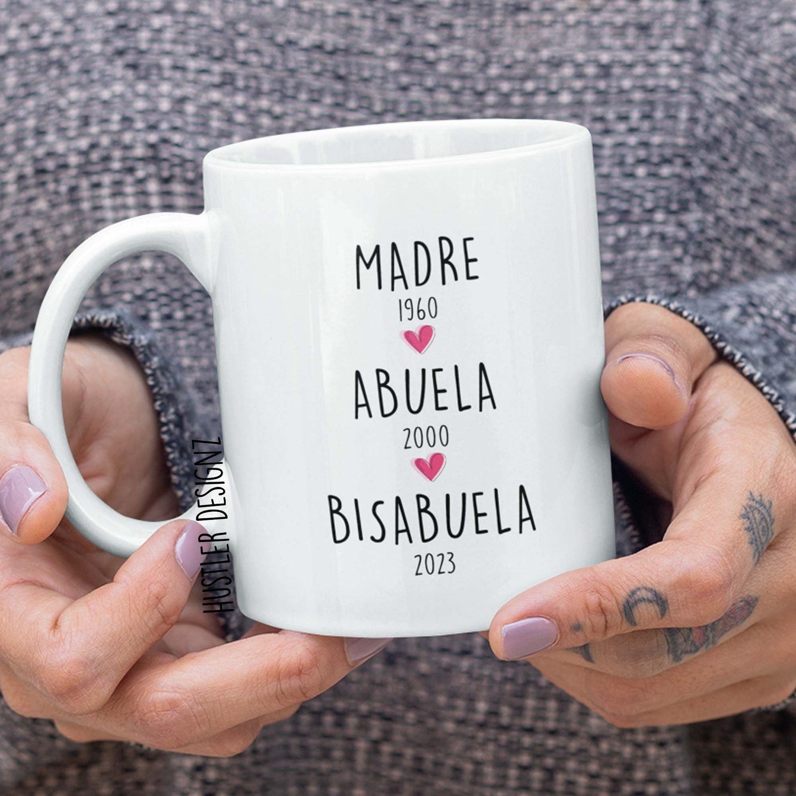 Madre, Abuela, Bisabuela, Pregnancy Announcement Gift, Personalized Mug ...