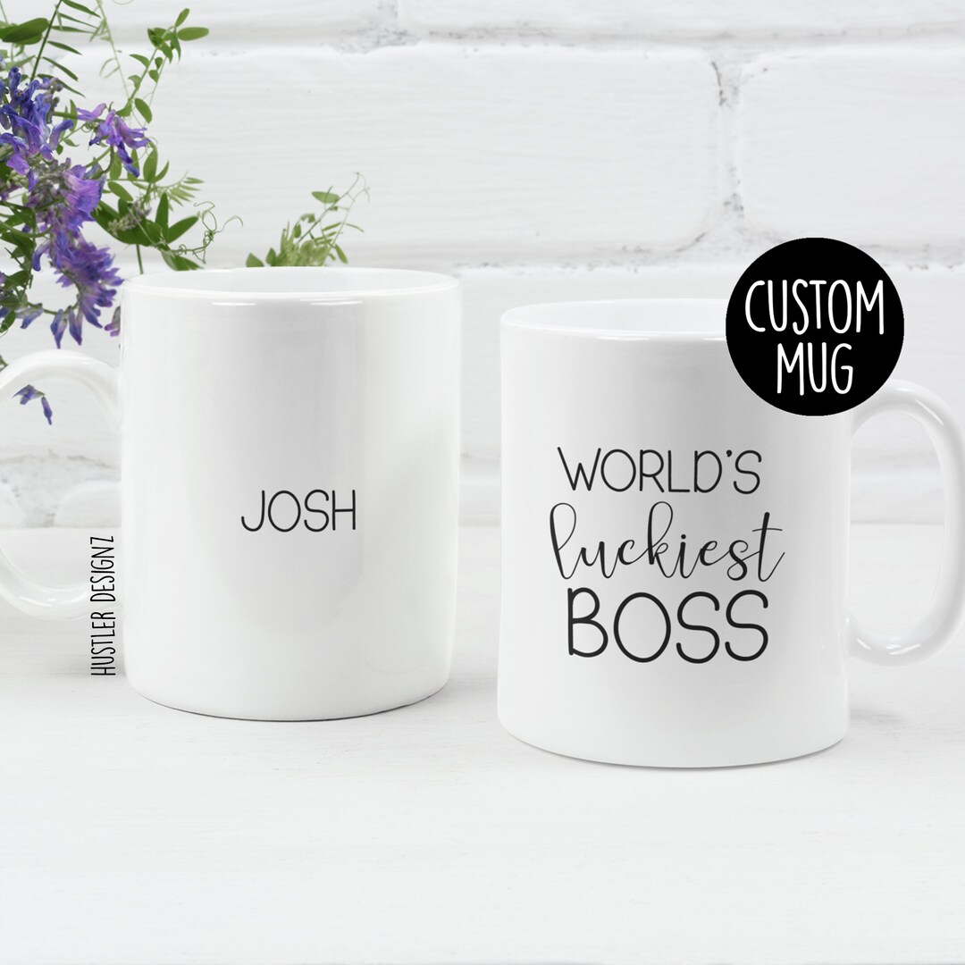 World's Luckiest Boss Mug, Gift for Boss, Boss Mug, Personalized Mug ...