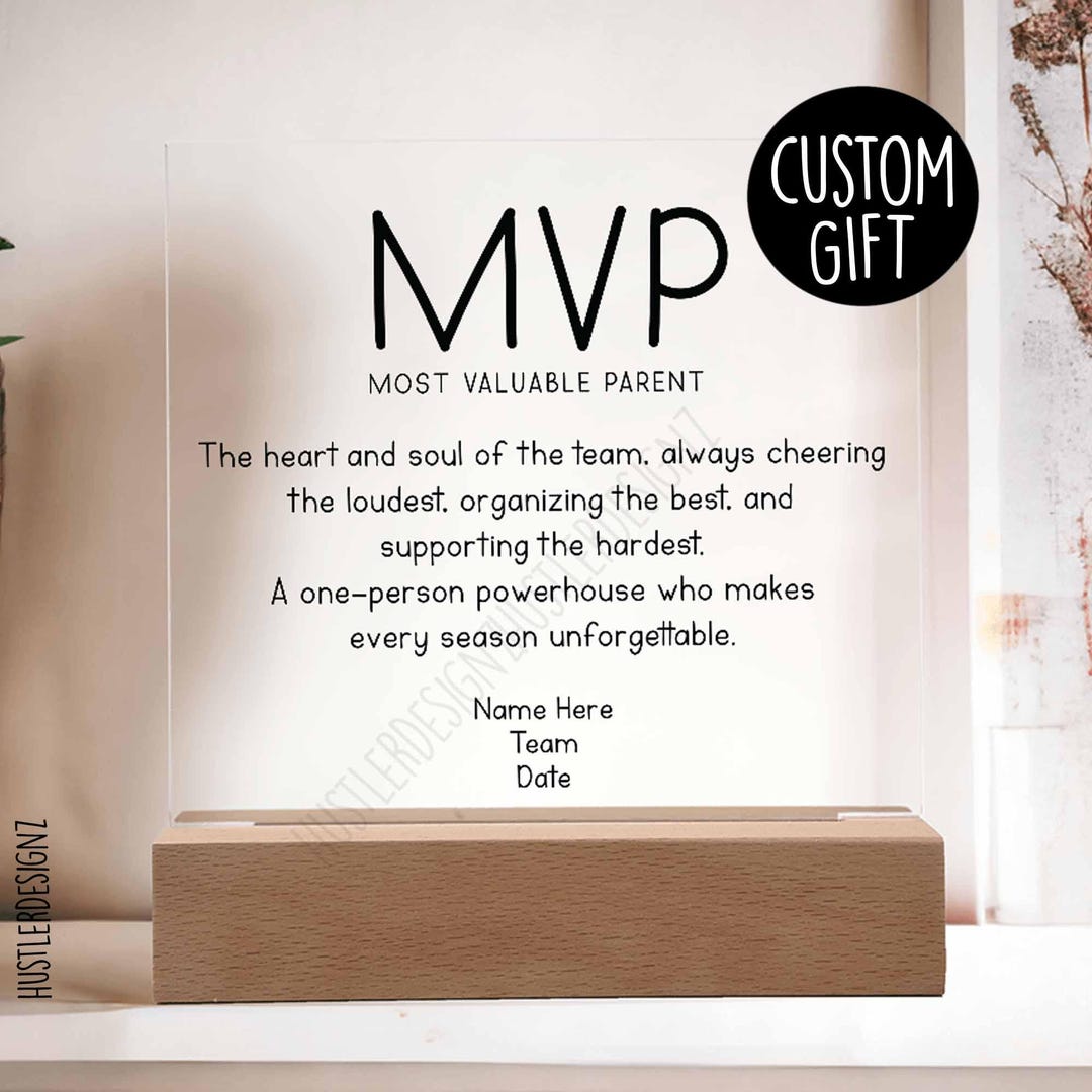 MVP Most Valuable Parent Award – Custom Sports Team Gift - Personalized ...