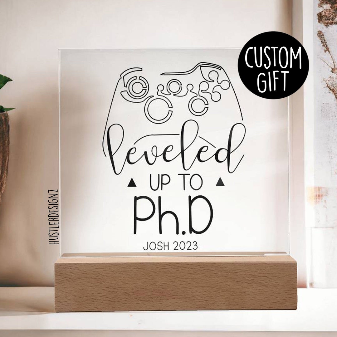 Custom PHD Graduation Plaque: Gamer Gift With LED Base - Etsy