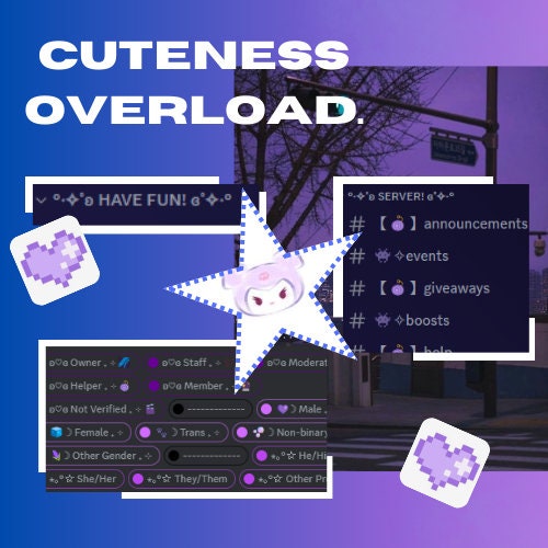 Purple Kawaii Server Template Aesthetic Custom Template for Community ...