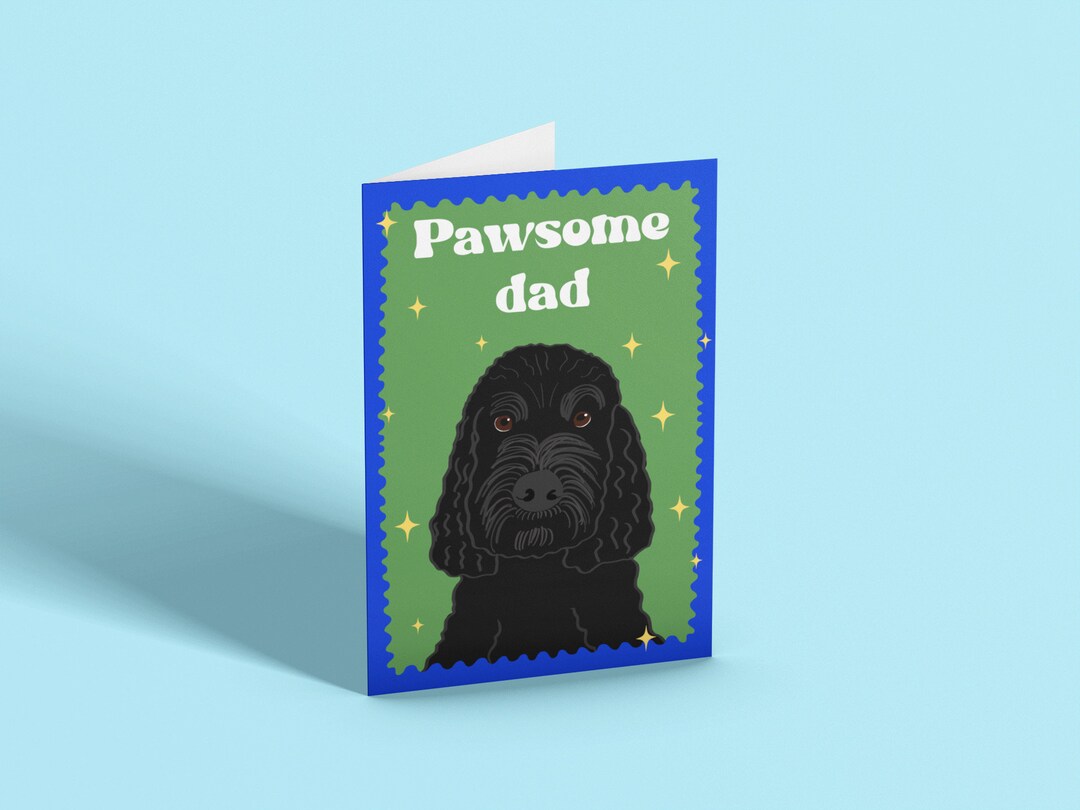 Pawsome Dad Father’s Day Card | Cute Cockerpoo Dog Card | Dad Gift - Etsy