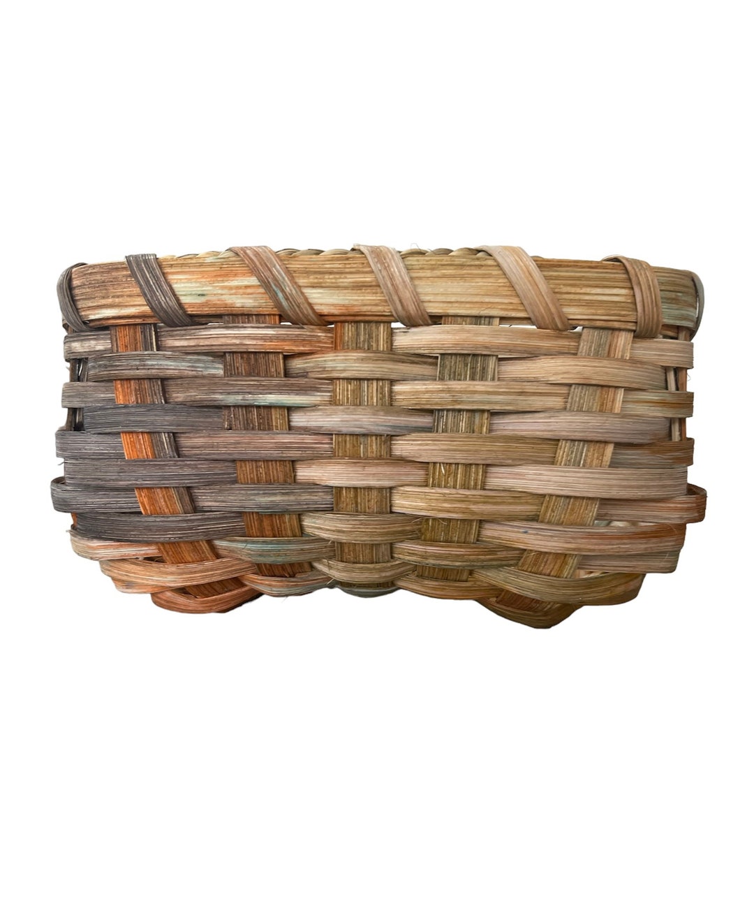 Tie Dye Handmade Basket Cat Head / Round Reed Basket / One of a Kind ...