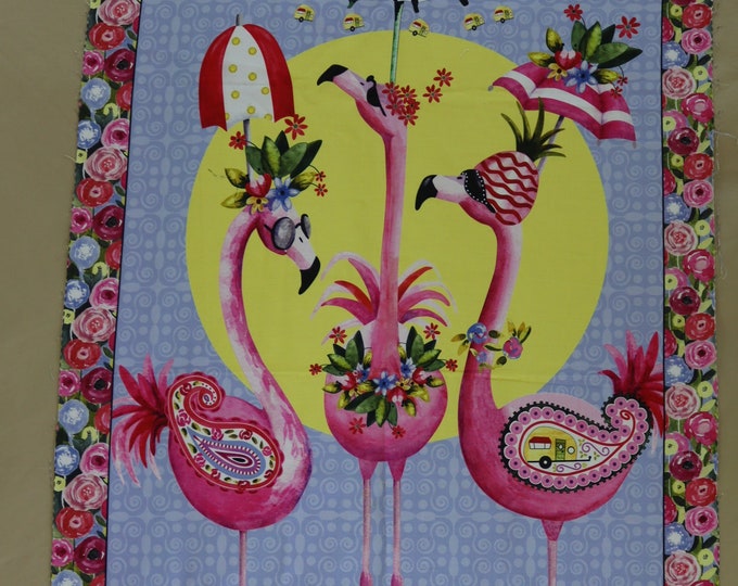 Flamingo Fabric Panel / Craft Panel by Desiree's Designs Flamingo ...