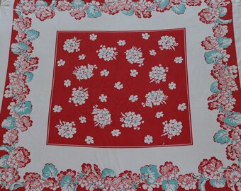 White and Turquoise Tablecloth - Etsy