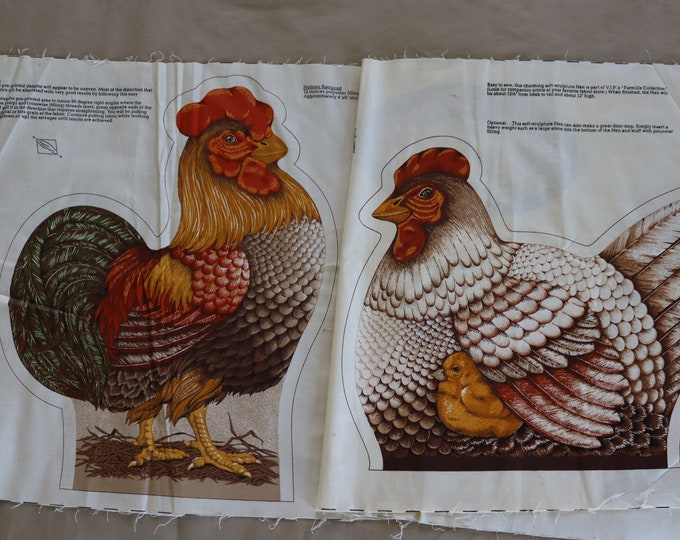 Rooster, Hen, and Chick Fabric Panels - Etsy