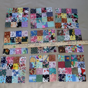 Set of 9 Quilt Blocks With 16 Squares - 9 Inch Patchwork Blocks ...