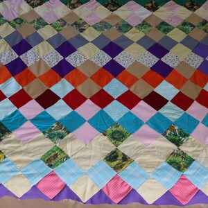 1970s Patchwork Quilt Top Vintage Patchwork Quilt Top Created From Double Knit, Corduroy and ...