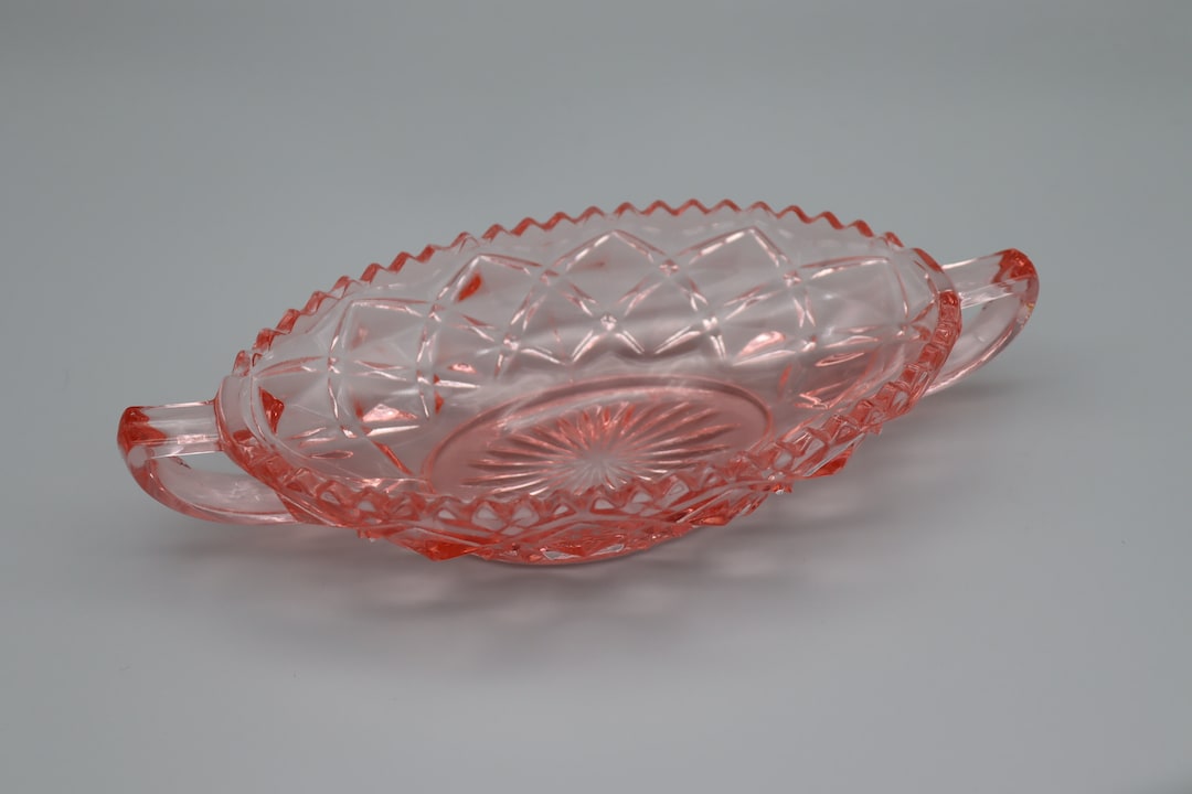 Pink Depression Glass Pickle Dish With Handles - Pink Little Jewel ...