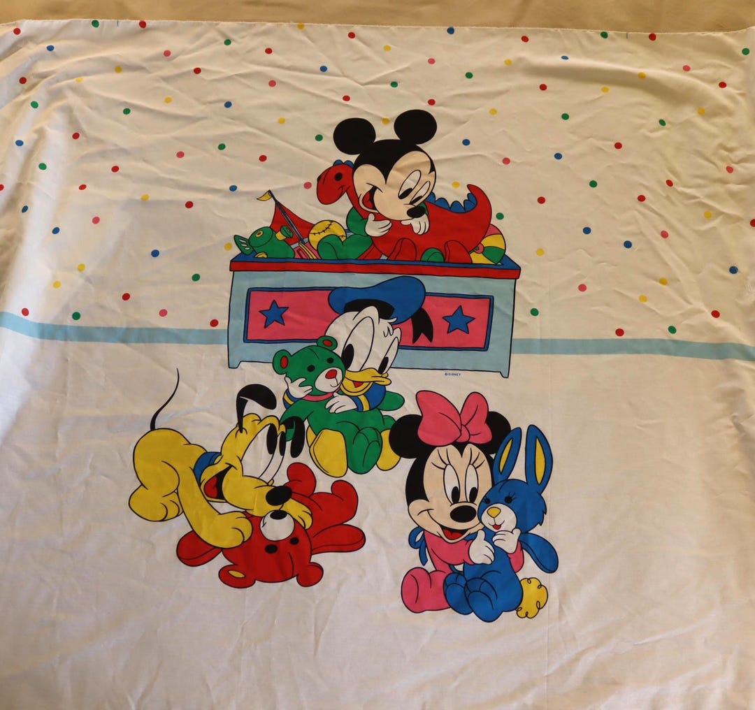 Mickey Mouse, Minnie Mouse Fabric Panel - Baby Mickey, Minnie, Pluto ...