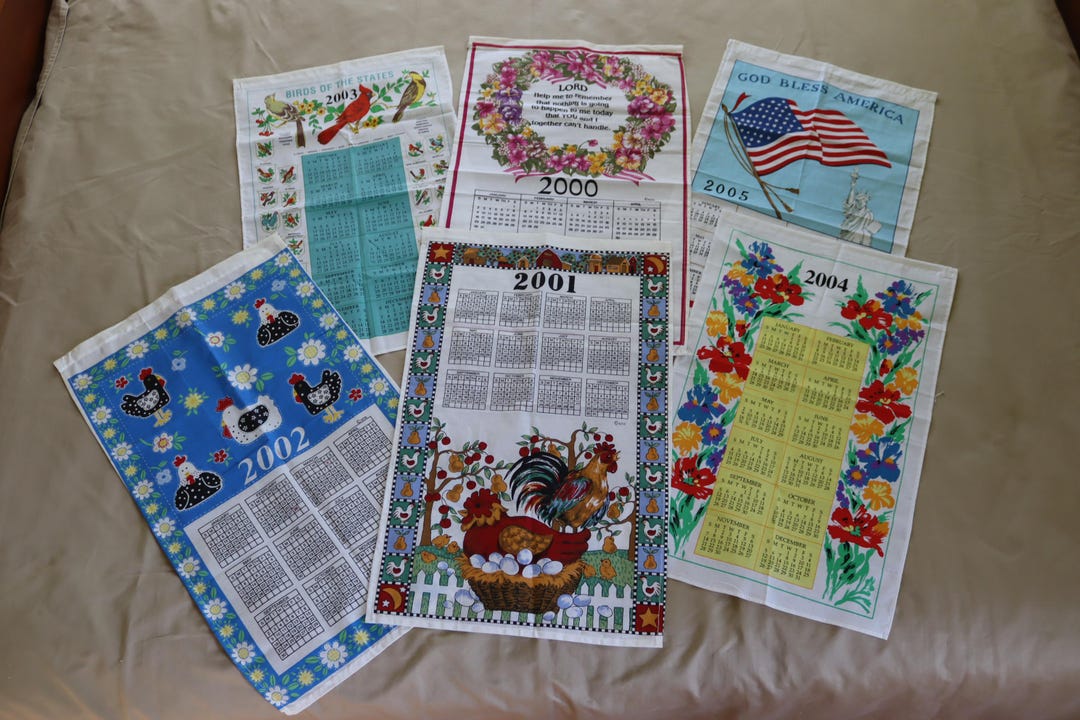 Vintage Calendar Kitchen Towel - Calendar Tea Towels - 2000, 2001, 2002 ...