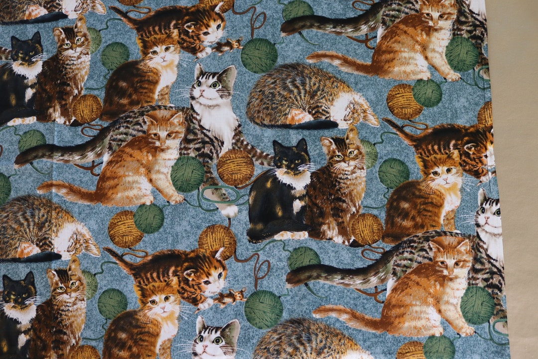 Cat and Kitten Fabric Ivory Cats 4146 by Lesley Anne Ivory Cats and ...