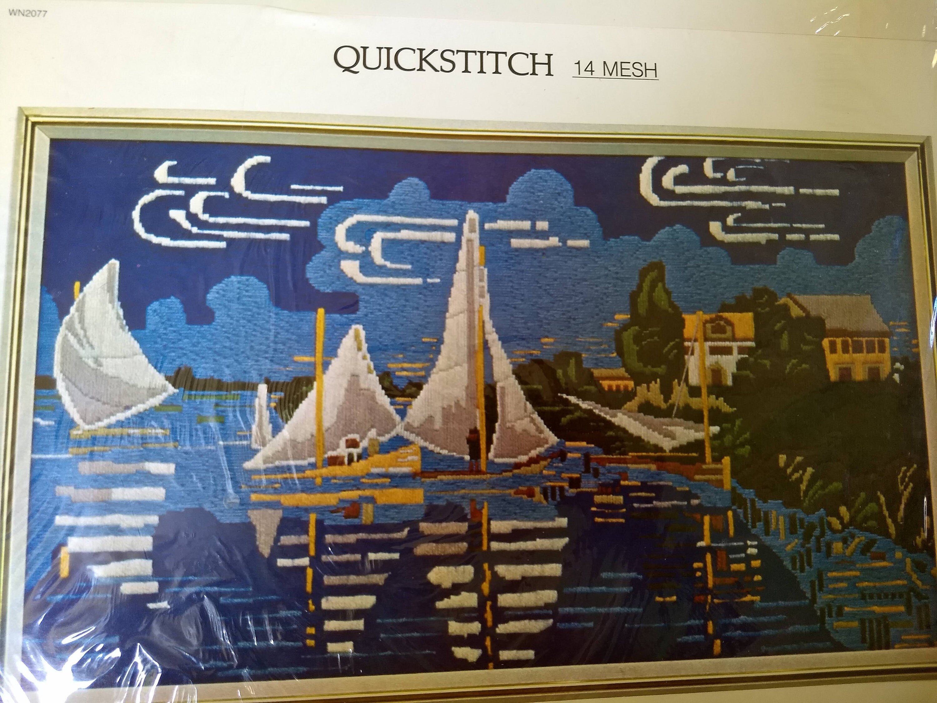 Sailboat / Seaside Needlepoint Kit by Bernat Longstitch or - Etsy