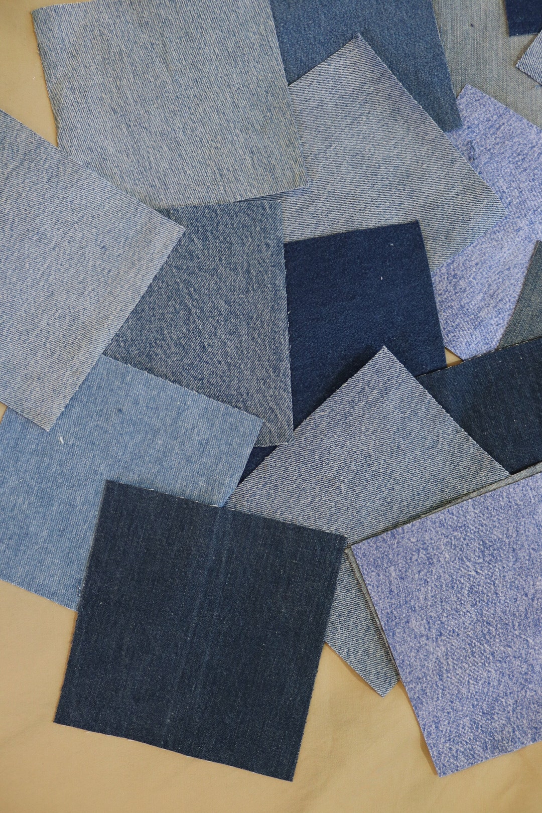 20 Upcycled/recycled 6 1/2 Inch Denim Squares - Mixed Shades of ...