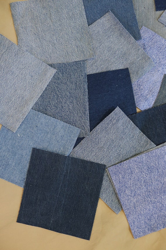 20 Upcycled/recycled 6 1/2 Inch Denim Squares Mixed Shades | Etsy