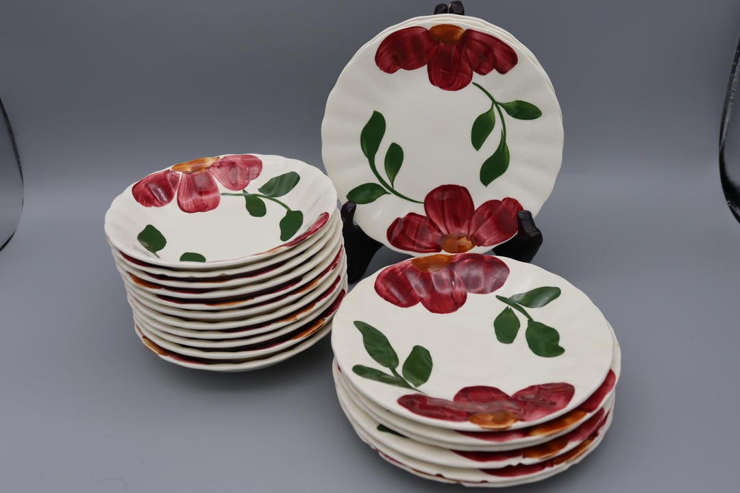 Blue Ridge Southern Pottery Windflower Dessert Bowls, Bread and Butter ...