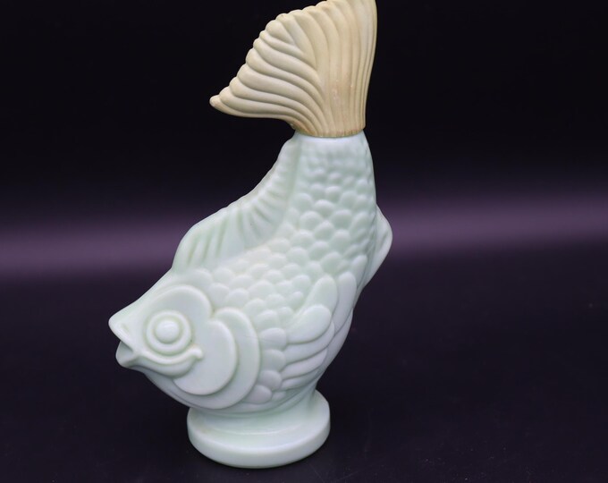 Vintage Avon Fish Bottle, 1970s Avon Green Milk Glass Bottle ...