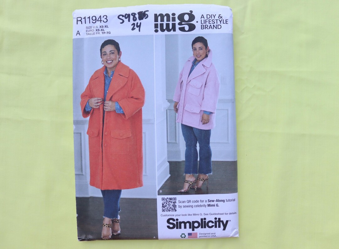 Coat and Jacket Pattern by Mimi G-sizes XS - XL - Simplicity R11943 ...