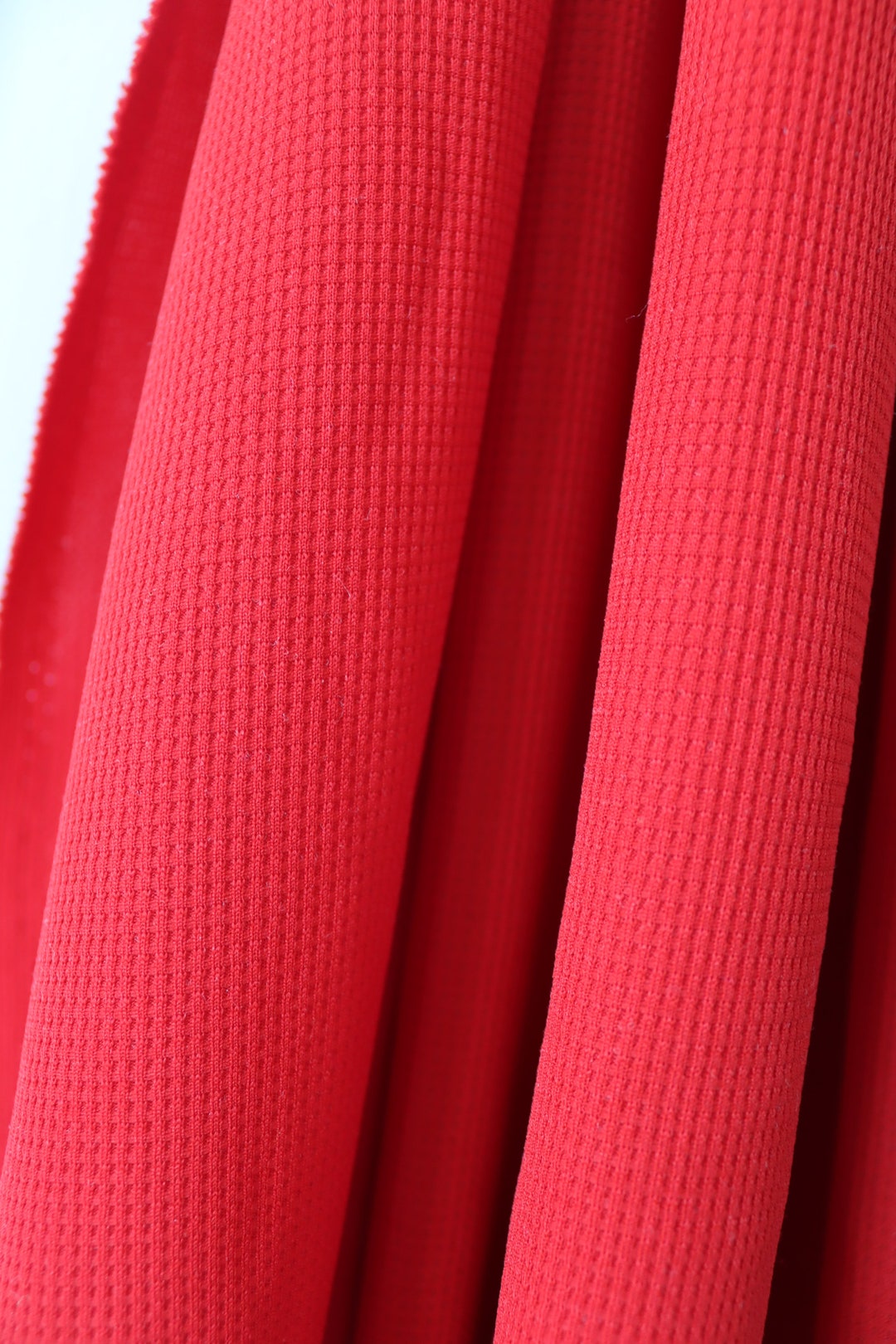 Red Textured Polyester Double Knit From 1970s or Ealry 1980s - Red ...