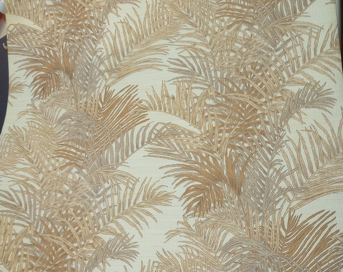 70s Vintage Textured Wallpaper Vintage Palm Leaves Wallpaper Tan Beige ...