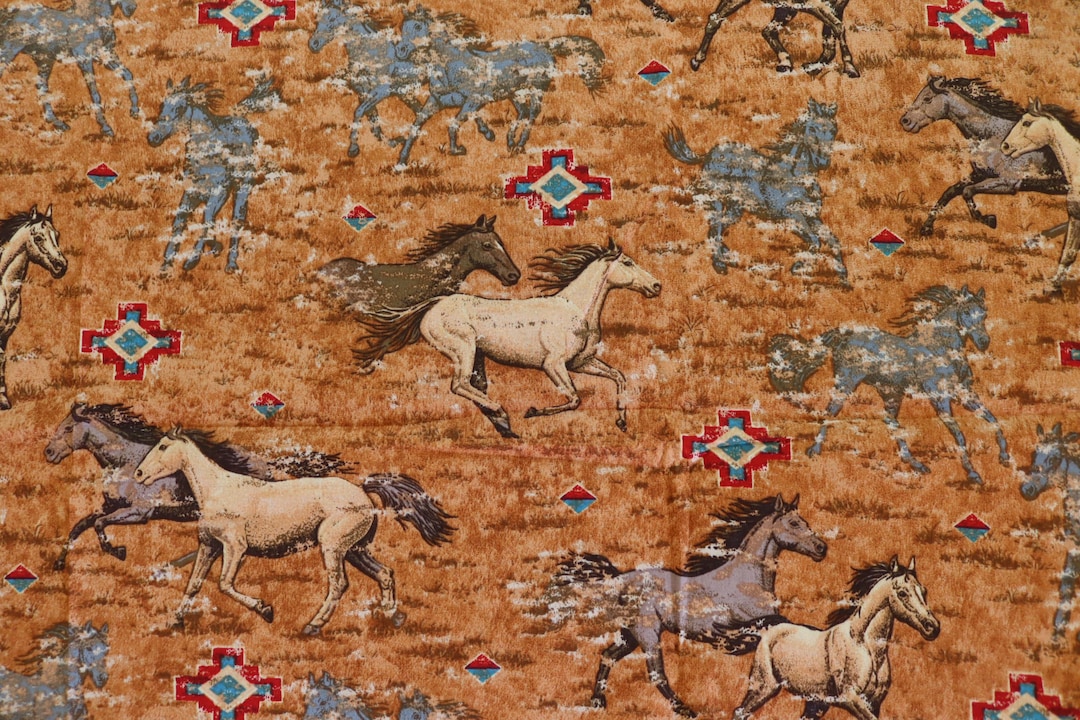 Wild Mustang Cotton Fabric - Native American, Southwestern, Santa Fe ...
