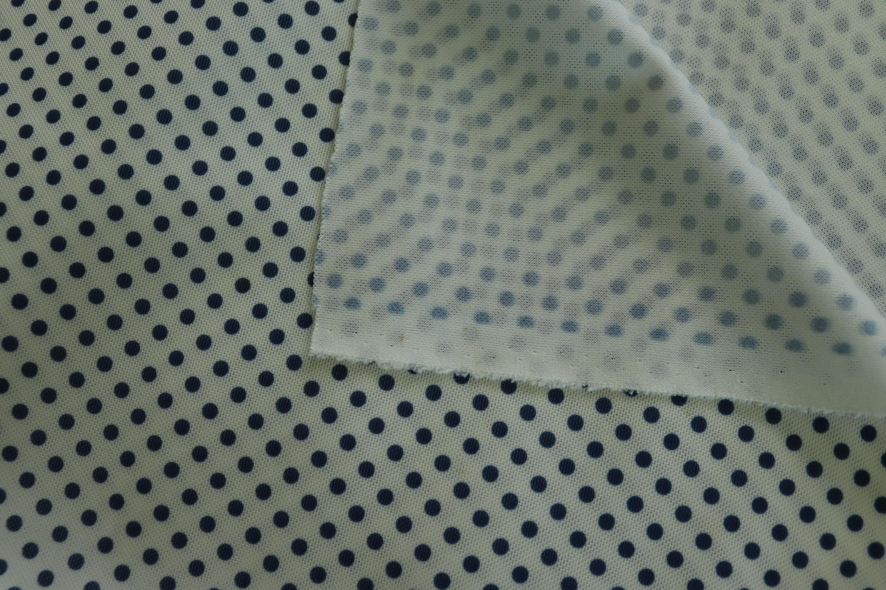 1970s Polka Dot Double Knit Fabric - Vintage Black or Blue Dotted ...