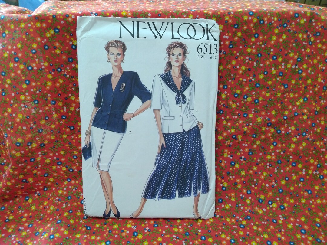 1990s Jacket, Straight Skirt, and Full Split Skirt Pattern by New Look ...