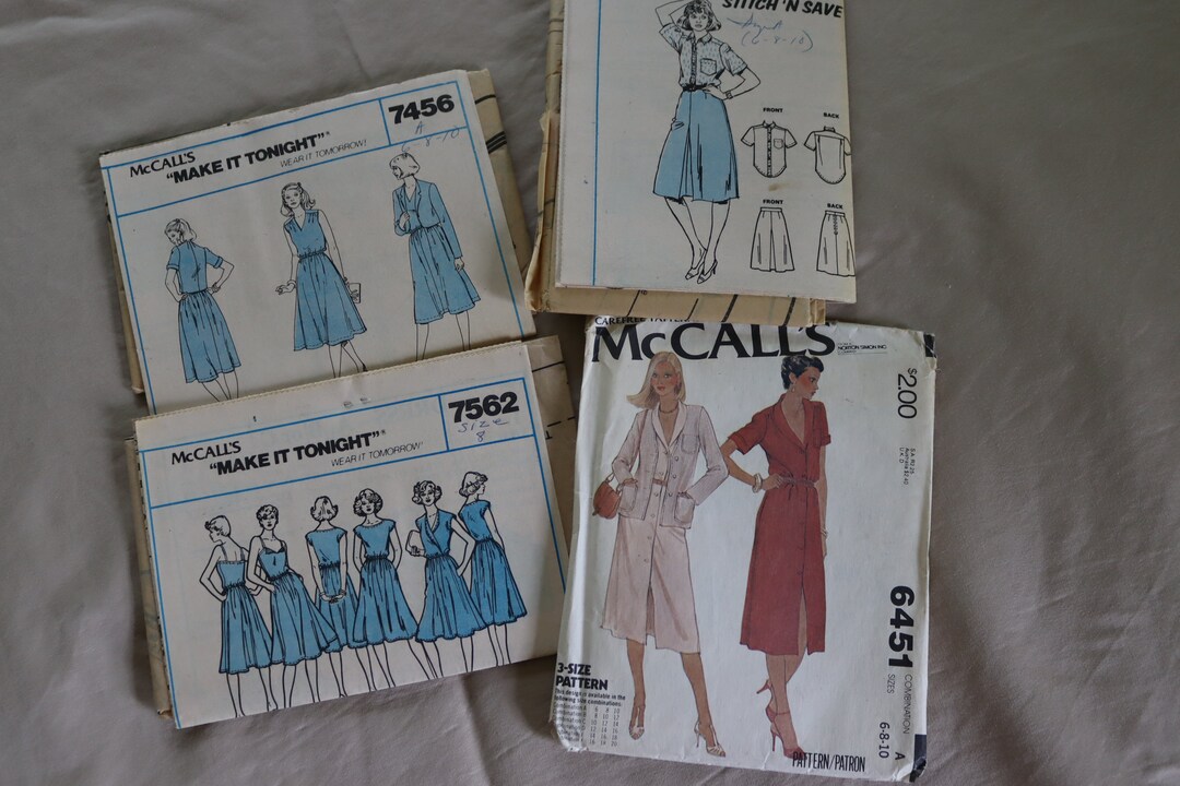 Set of 4 Vintage 1970s Patterns for Easy Dress, Sundress, Jackets ...