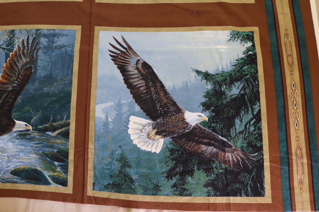 Eagle Pillow Panel Fabric - Flying Eagles - Bald Eagle Fabric - All He ...