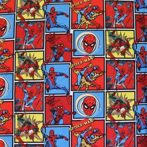 Spider-man Fabric - Red Blue Yellow Spider-man Cotton Fabric ...