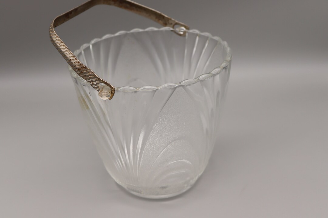 Vintage Glass Ice Bucket small Glass Ice Bucket for Cocktail Hour-happy ...