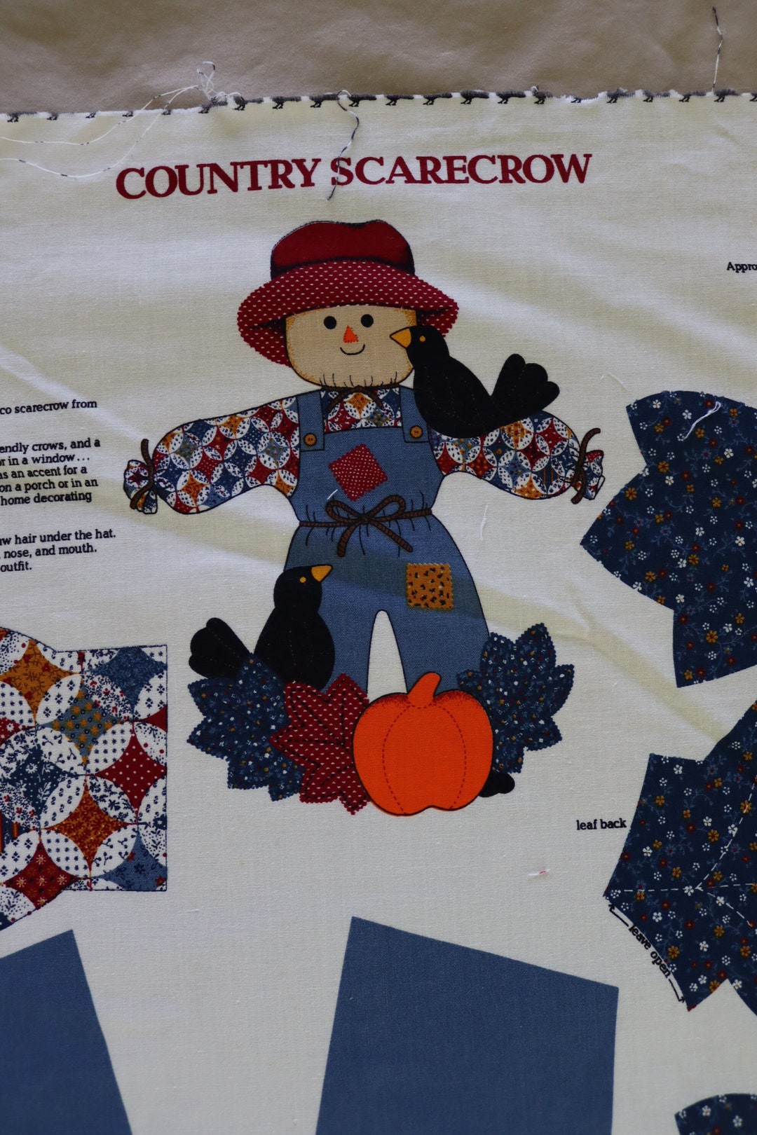 Patchwork Scarecrow Fabric Panel -calico Scarecrow With Blackbirds ...