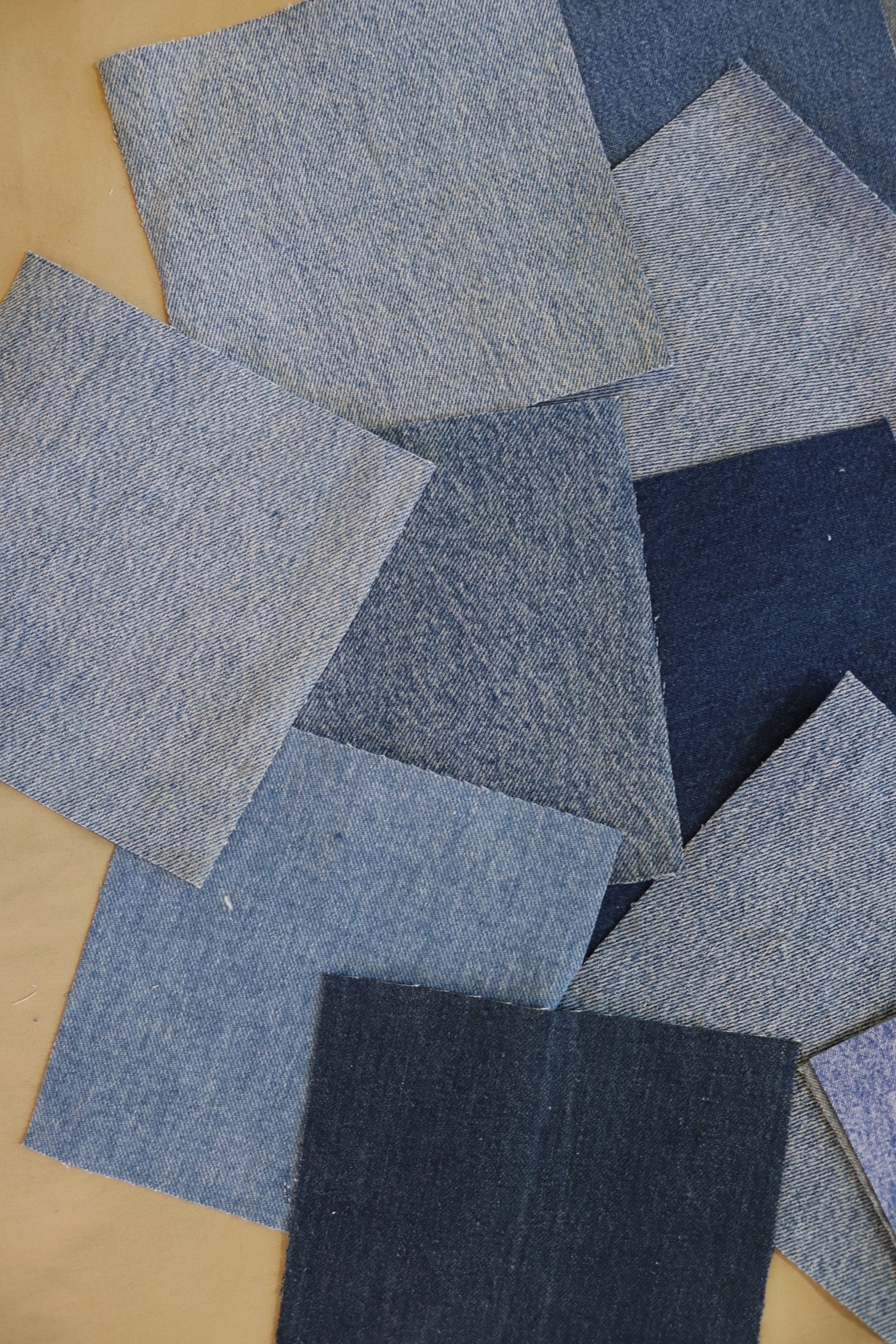 20 Upcycled/recycled 6 1/2 Inch Denim Squares Mixed Shades | Etsy