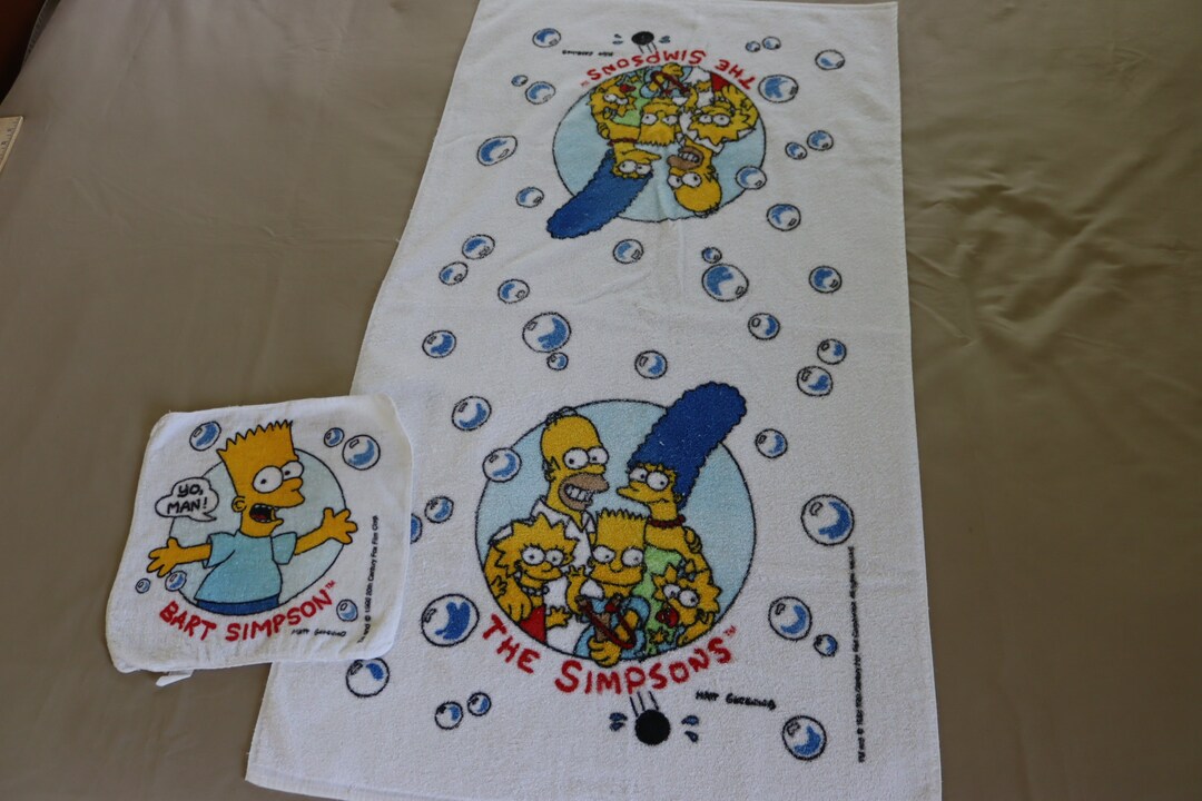 90s the Simpsons Bath Towel and Bart Simpson Washcloth - Vintage Matt ...