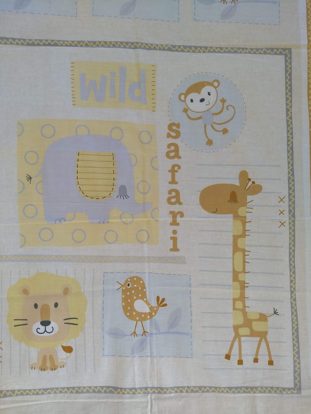 Cute Wild Safari Fabric Panel for Baby Quilt or Wall Hanging With ...