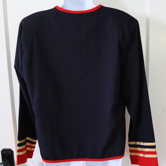 80s/90s Red, Navy, Gold Military-Style Jacket - Vinta… - Gem