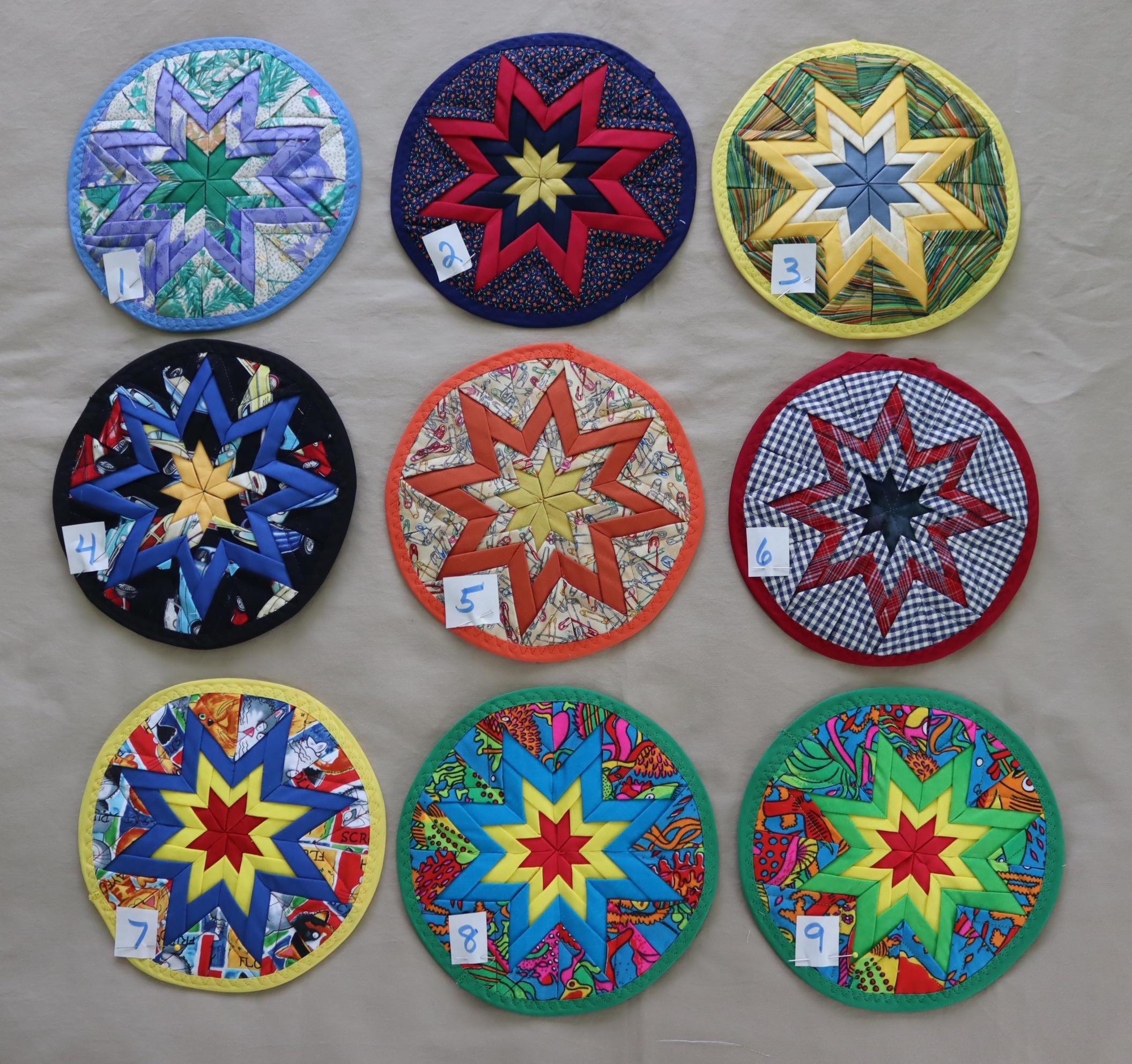 Handmade Kitchen Hot Pads; Folded Star or Amish Star Pattern Hot Pads ...