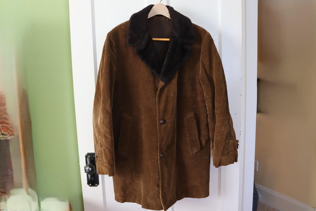 1970s Corduroy Coat by Dan Jac- Vintage Faux Fur Collar Brown Corduroy ...
