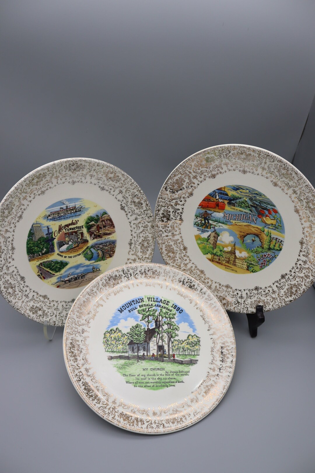 Michigan, Memphis, Arkansas-mountain Village Souvenir Plate / Collector ...