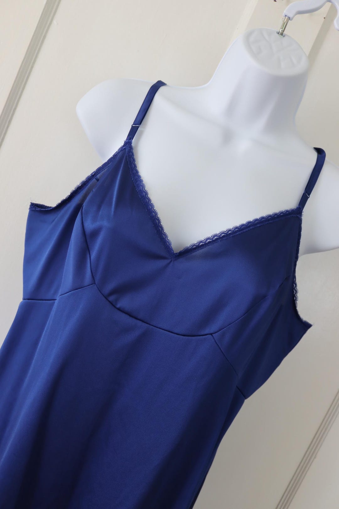 Vintage Blue Nylon Dress Slip by Vanity Fair - Silky Blue Full Slip for ...
