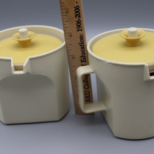Tupperware Sugar and Creamer Set in Gold and Cream With Button Top - Etsy