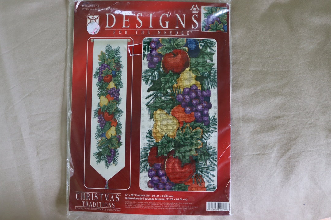 Christmas Bell Pull With Fruit Counted Cross Stitch Embroidery Kit ...