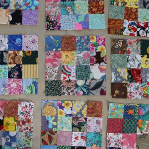 Set of 9 Quilt Blocks With 16 Squares - 9 Inch Patchwork Blocks ...