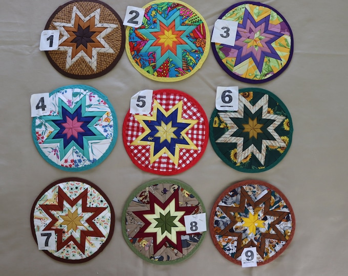 Handmade Kitchen Hot Pads Folded Star or Amish Star Pattern Hot Pads ...