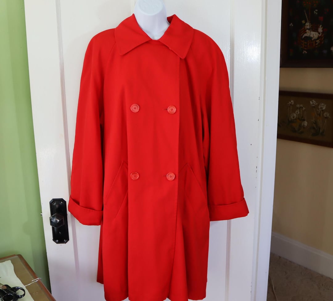 80s/90s Red Swing Coat by Spiegel - Vintage Red Trench Coat - Double ...
