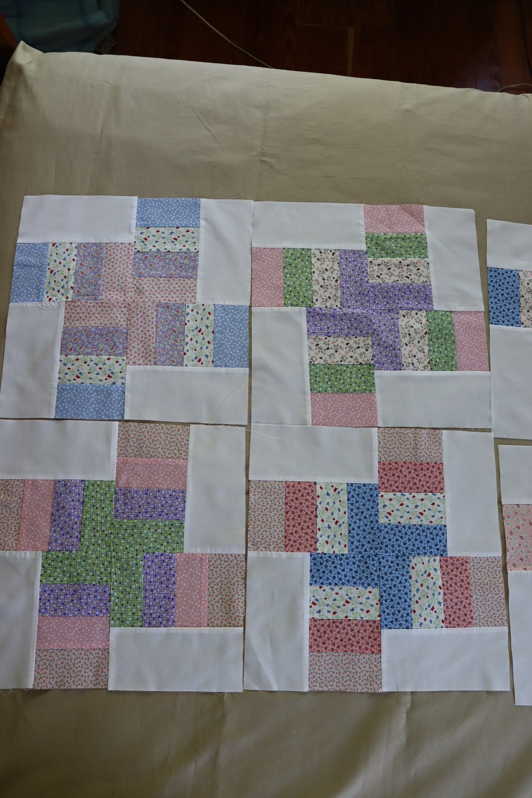 8 Pinwheel Quilt Blocks in Calico Prints 16 Inch Patchwork Quilt Blocks ...