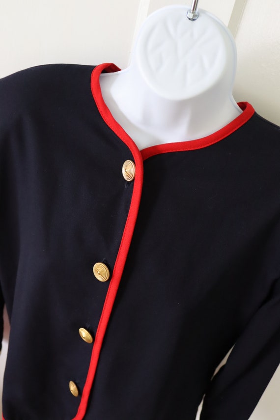 80s/90s Red, Navy, Gold Military-Style Jacket - Vinta… - Gem