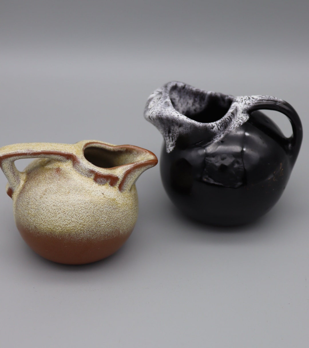 Frankoma Plainsman Gold Creamer Pitcher OR Black Drip Glaze Creamer ...