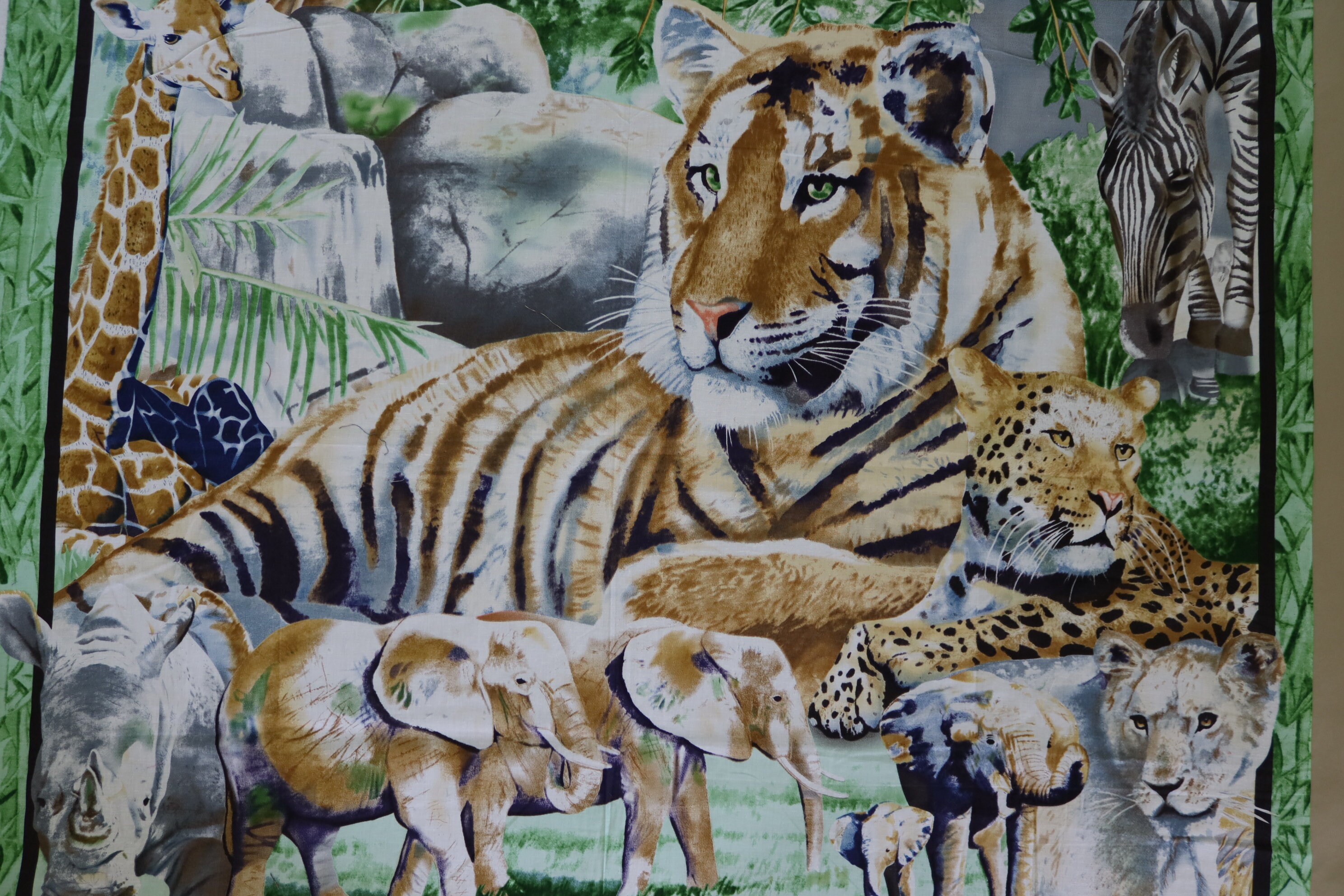 Jungle Animal Fabric Panel With Tiger Leopard Giraffe - Etsy