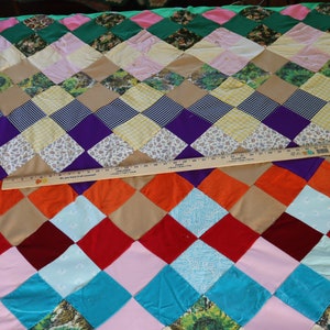 1970s Patchwork Quilt Top - Vintage Patchwork Quilt Top Created From ...
